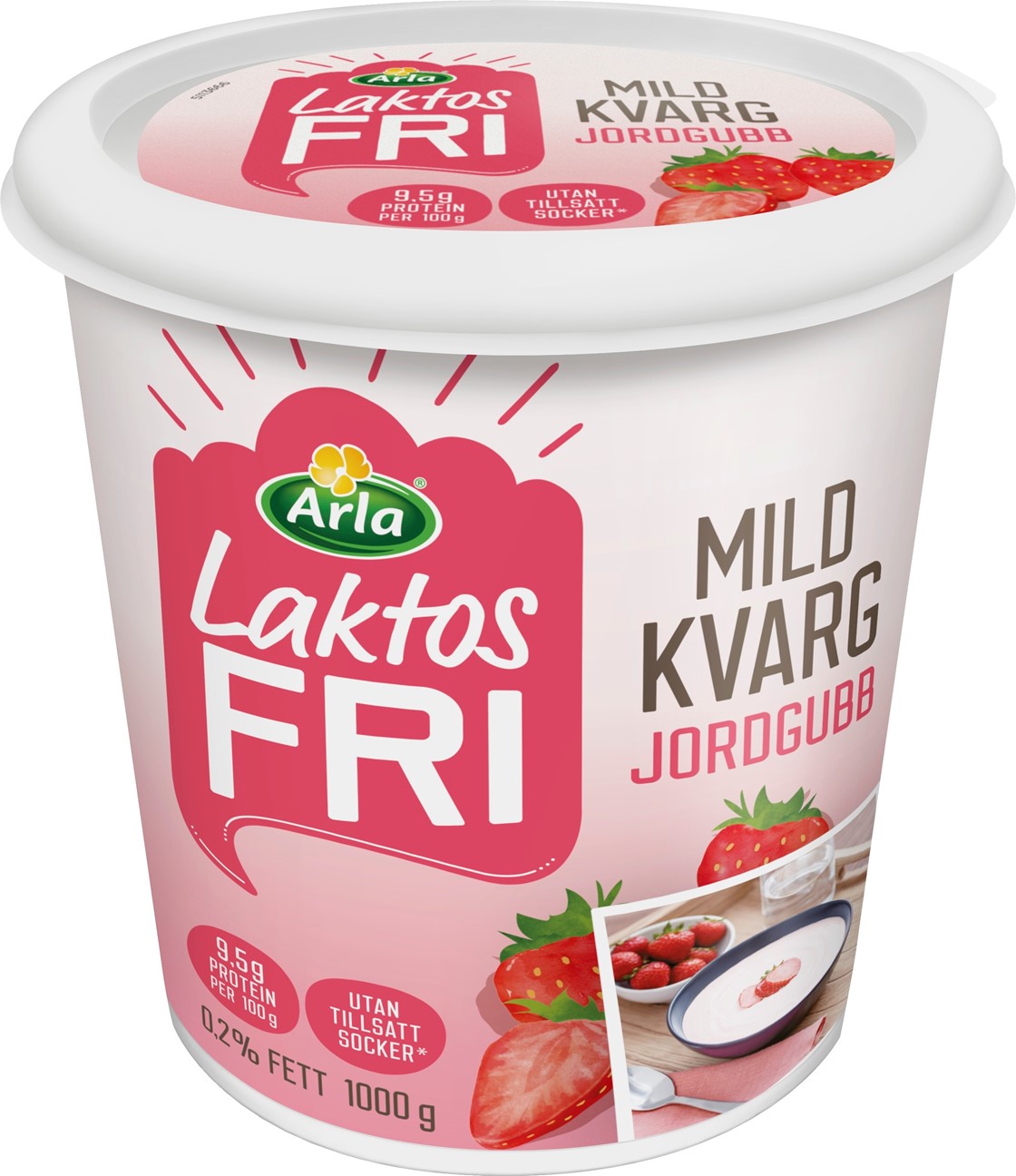 Laktosfri mild kvarg jordgubb - Arla® - Dabas