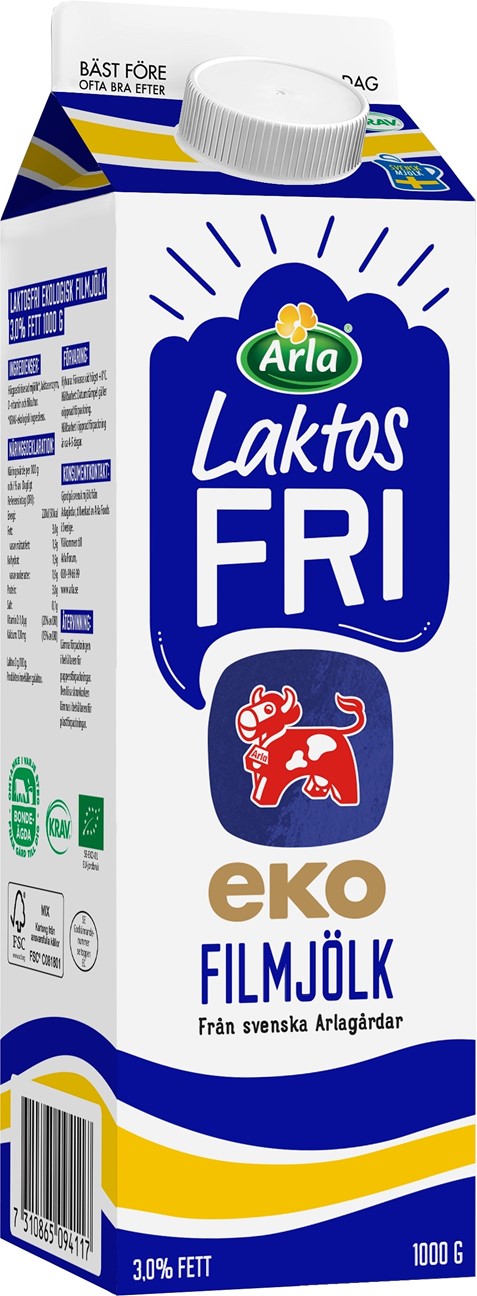 Laktosfri filmjölk 3% - Arla Ko® Ekologisk - Dabas